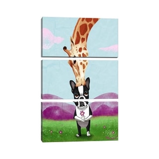 iCanvas "Boston Terrier & Giraffe" by Brian Rubenacker 3-Piece Canvas Wall Art Set - Bed Bath ...
